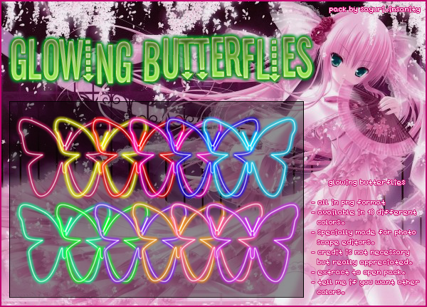 Glowing Butterlies (PNG) by Sayuri-NekoSan on DeviantArt