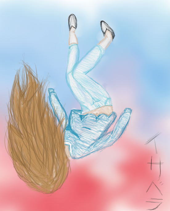 Girl Falling From Sky Drawing