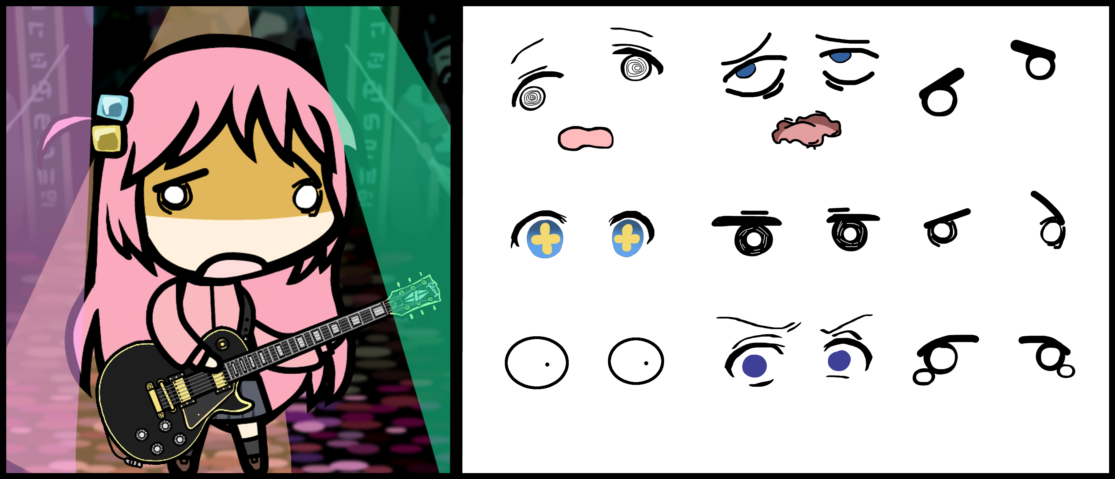 Walfas Custom Prop: Hitori Bocchi Face Pack by Midian-P on DeviantArt