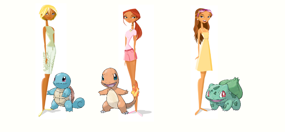 Stoked Girls with Kanto Starters by superfoxdeer on DeviantArt