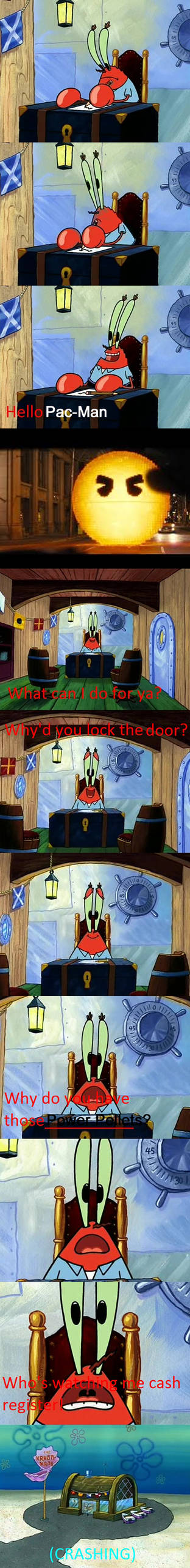 Pacman wants to get Mr. Krabs by jlanglet on DeviantArt