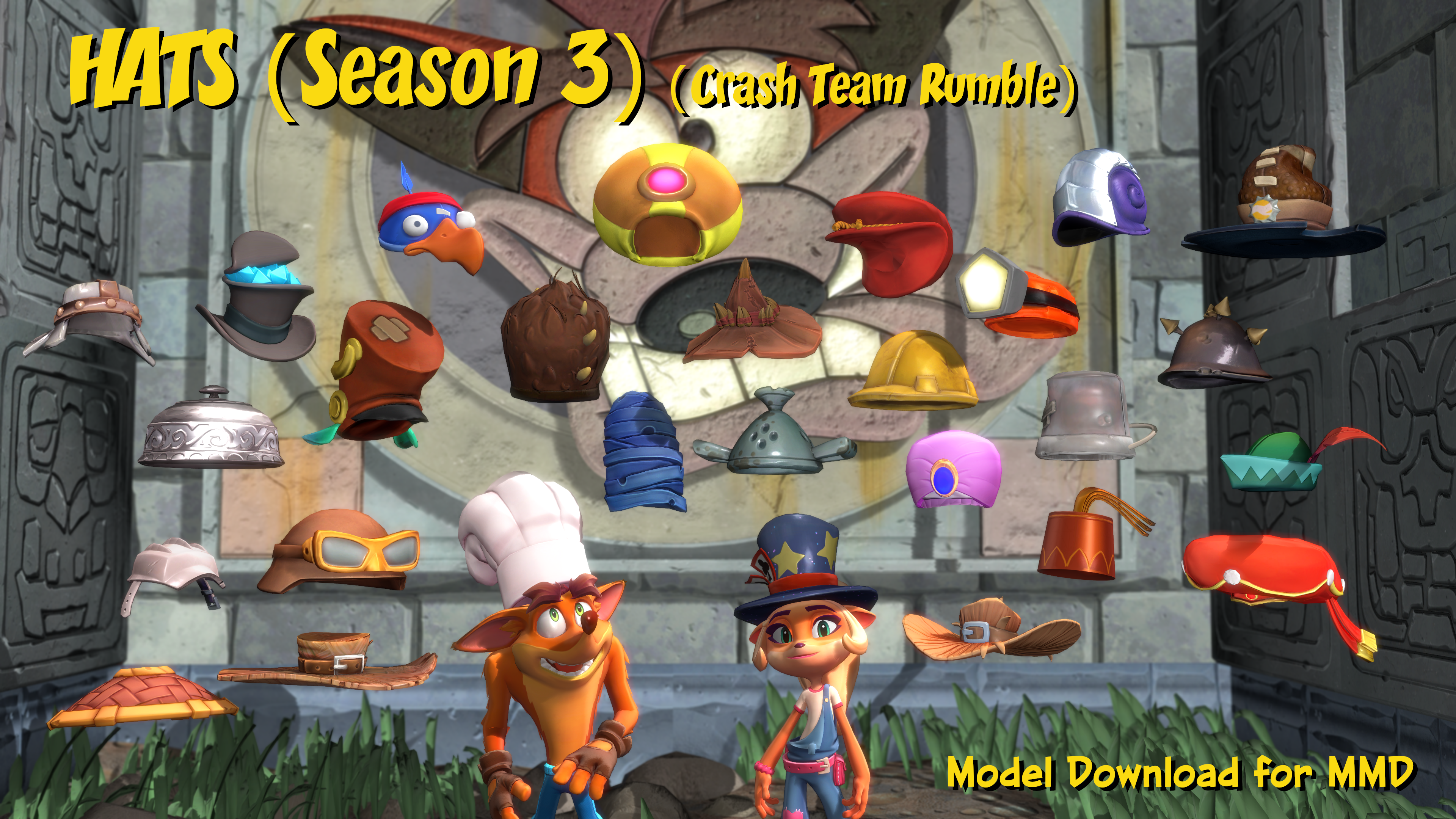 MMD Model DL - Hats (Season 3) (Crash Team Rumble) by greenth1ng on ...