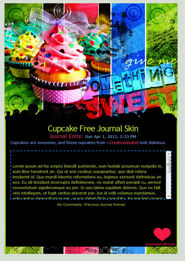 Cupcake Free Journal Skin by pomppet on DeviantArt
