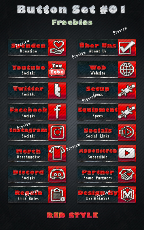 Freebies - Button/Panel Set - Red Style by TokioFeedsIce on DeviantArt