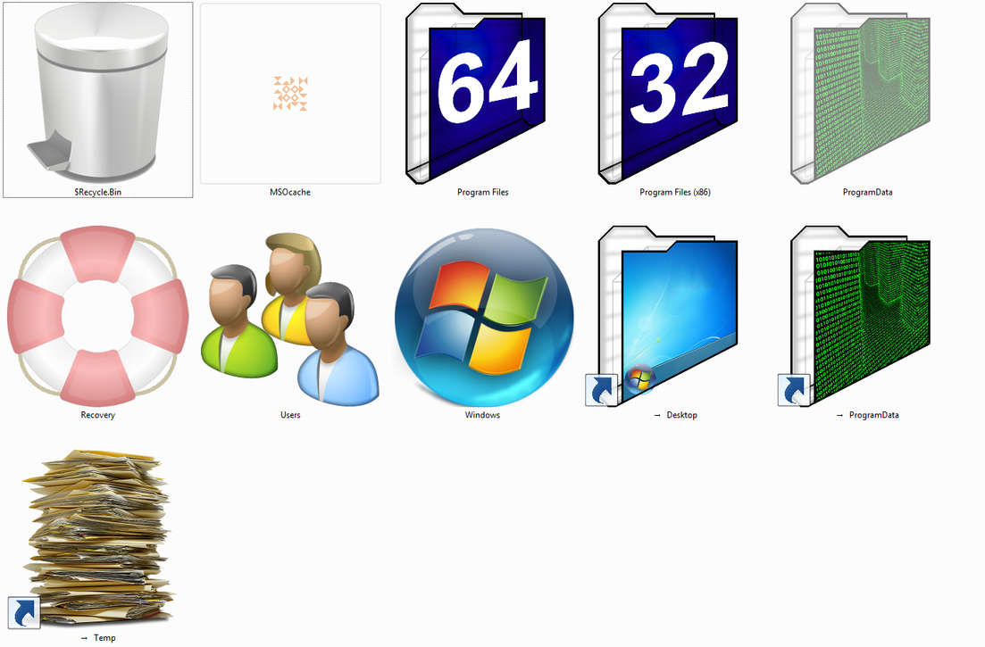 Iconded Folders for C Drive (Windows 7 Style) by miamijunge on DeviantArt