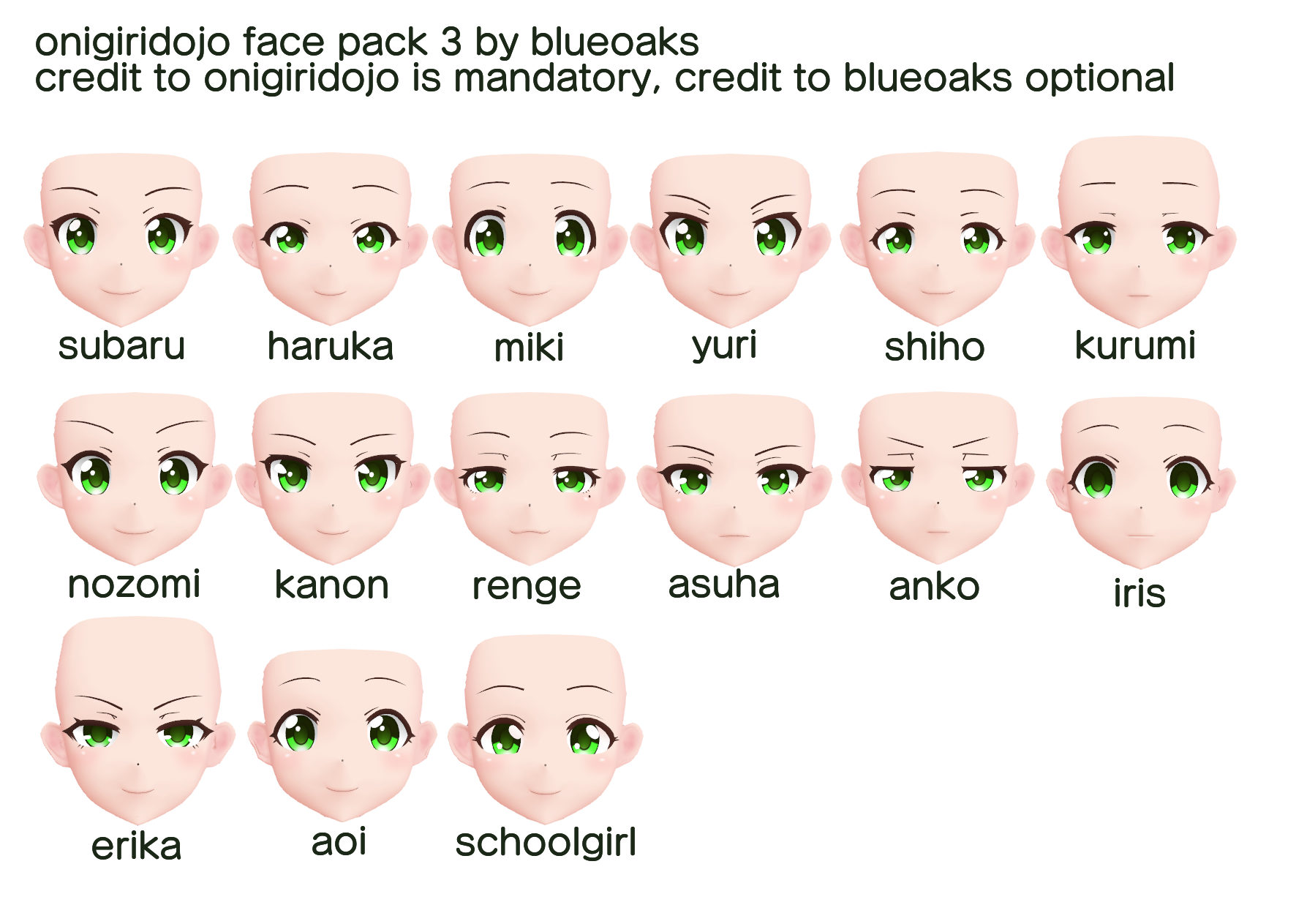 [MMD] Onigiridojo Face Pack 3 [DL] by blueoaks on DeviantArt