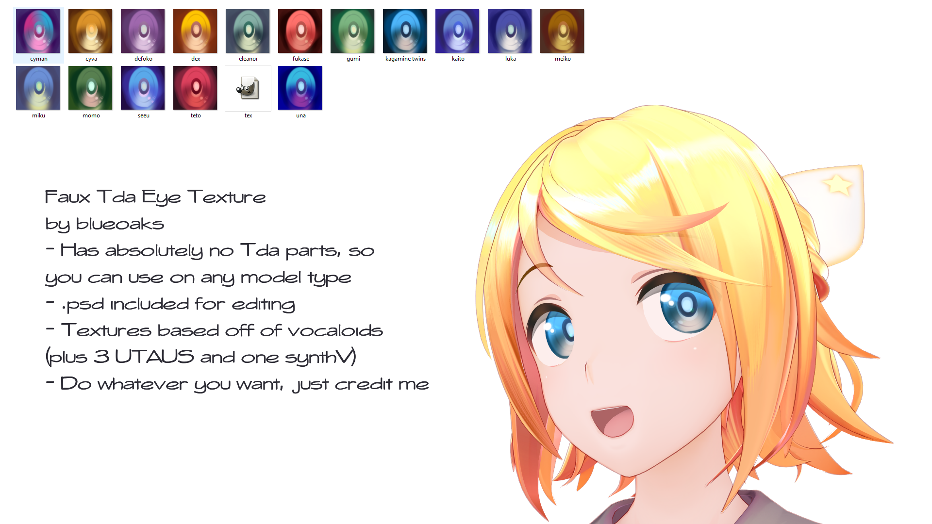 [MMD] Faux Tda Eye Textures by blueoaks on DeviantArt