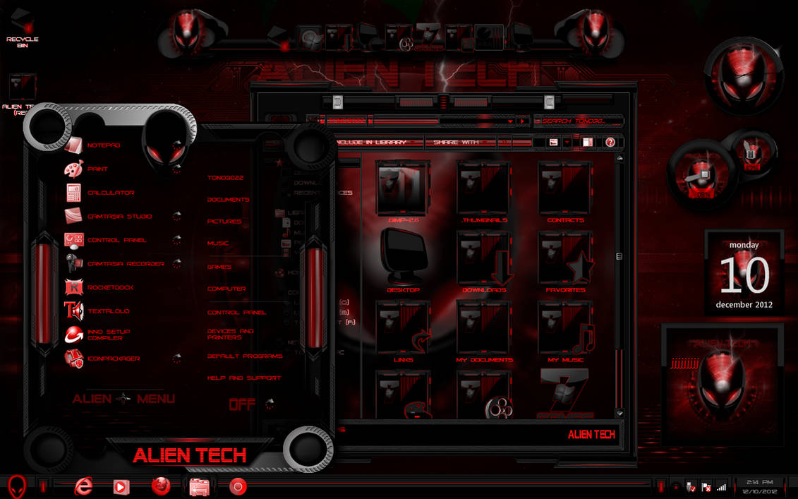 windows 7 themes red alien tech by newthemes on DeviantArt