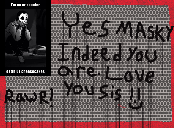 Masky and cheesecake by smartsmurfette on DeviantArt