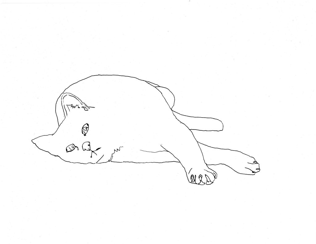 Lazy Cat Pen Drawing by TechnoPrisoner on DeviantArt