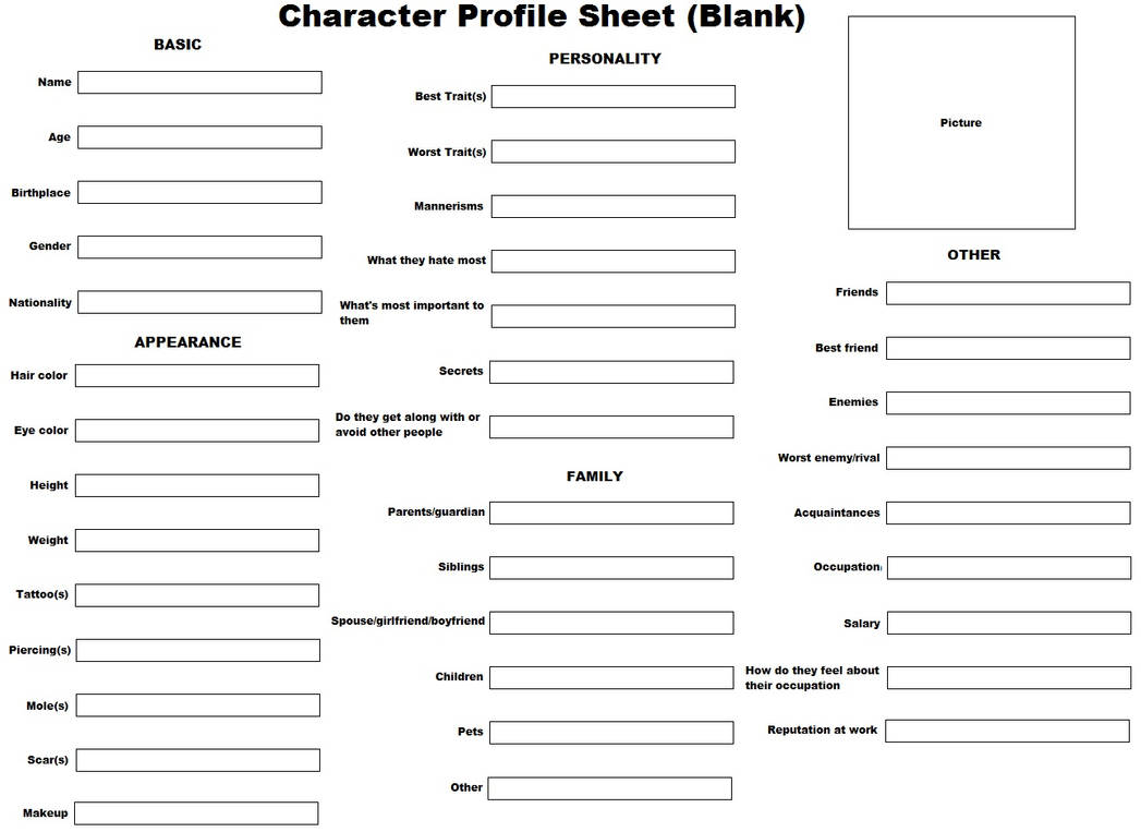 Character Profile Sheet Blank By KittensAngel On DeviantArt