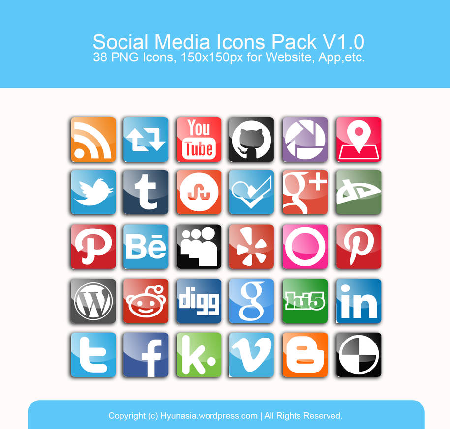 Social Media Icons Pack V1.0 by hyunasia on DeviantArt
