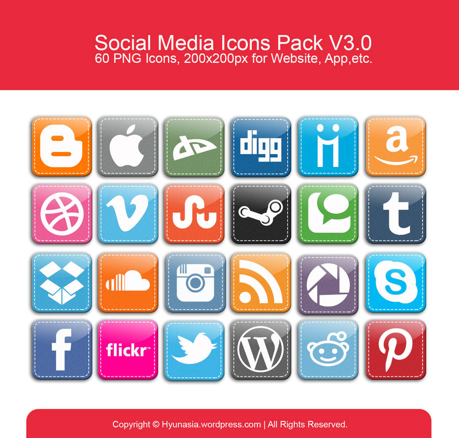 Social Media Icons Pack V3.0 by hyunasia on DeviantArt