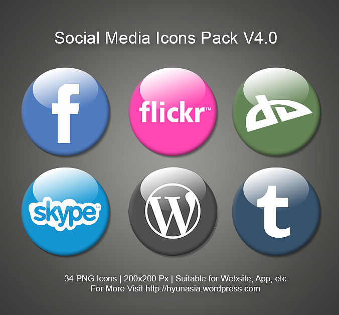 Social Media Icons Pack V4.0 by hyunasia on DeviantArt