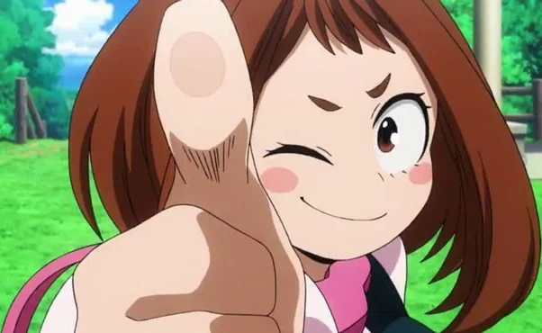 Ochaco gives a cute wink and a thumbs-up by L-Dawg211 on DeviantArt