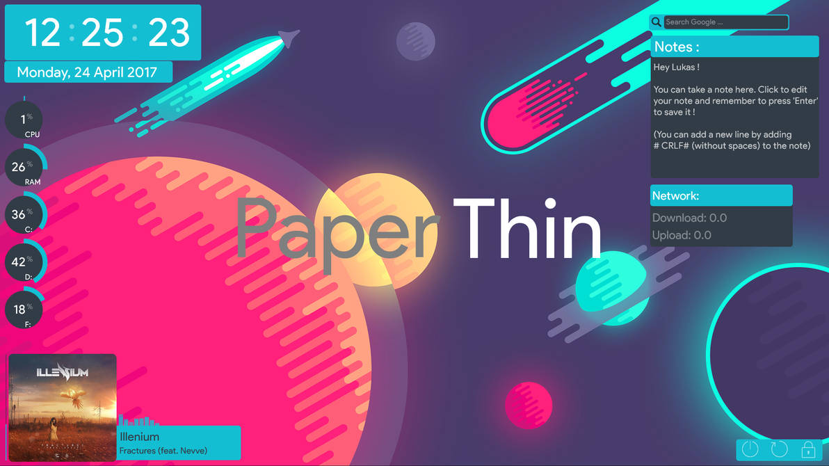 PaperThin - A flat Rainmeter suite by craftAA on DeviantArt