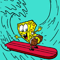 Spongebob Surfing Coloring Game by coloringpuzzle on DeviantArt