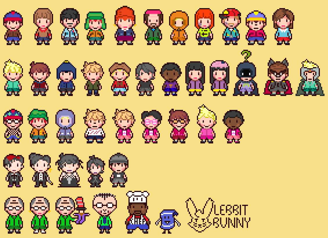 Sprites South Park in Mother 4 Style (Large) by LebbitBunny on DeviantArt