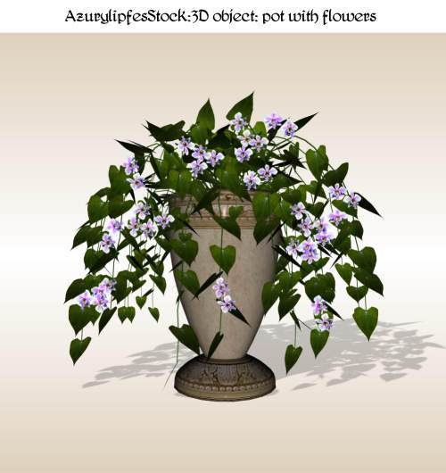 3D object 1.0 Pot with plants by AzurylipfesStock on DeviantArt