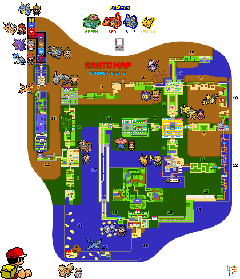 Pokemon Kanto Region Map by Euanverse on DeviantArt