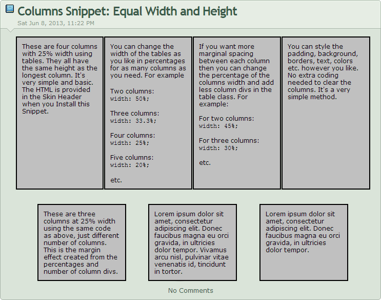 Columns Snippet: Equal Height and Width by imnotsana on DeviantArt