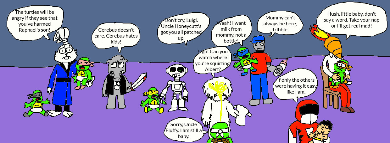 Ninja Turtle Babysitting by LuciferTheShort on DeviantArt