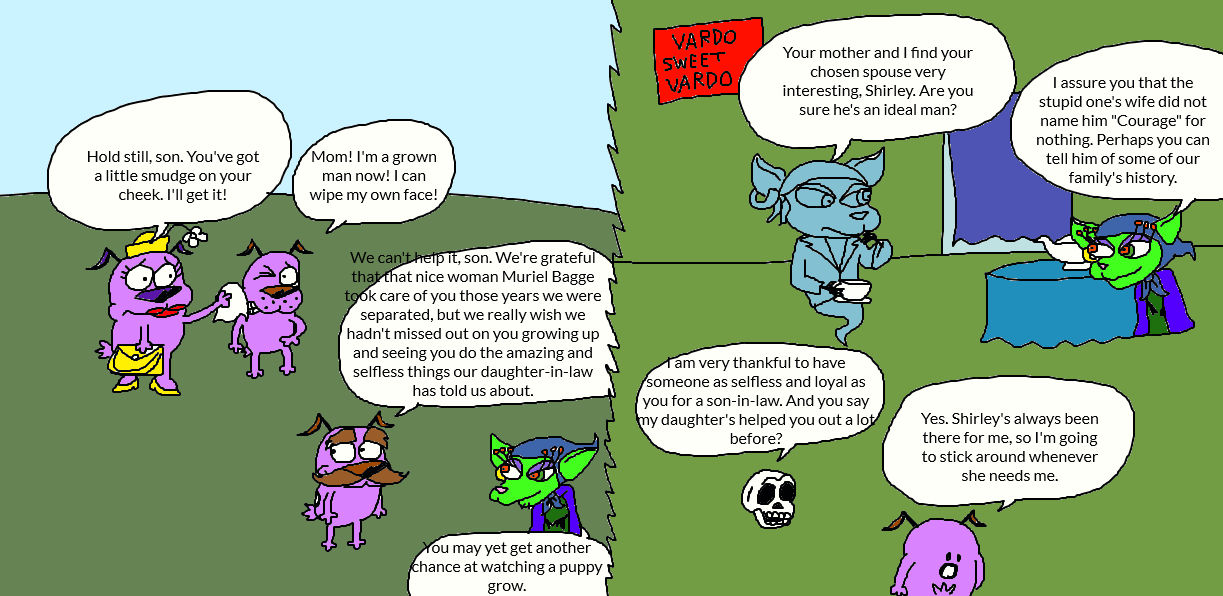 Courage and Shirley: Meeting the In-Laws by LuciferTheShort on DeviantArt
