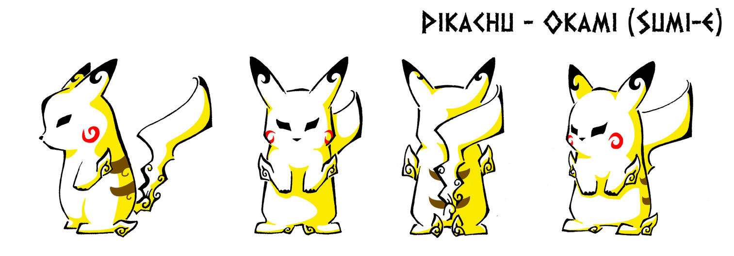 Character Sheet - Pikachu (Sumi-E Style) by RaspyTaffyShark on DeviantArt