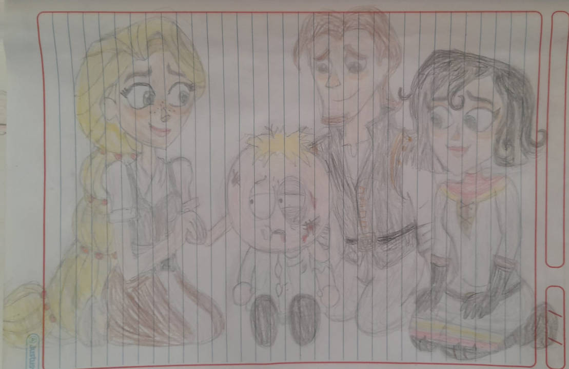 Rapunzel Eugene and Cassandra healing Butters by EIOUR on DeviantArt