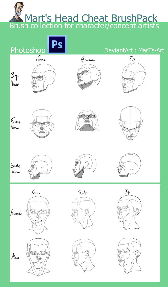 Photoshop Cheat Brush Pack : Heads by MarTs-Art on DeviantArt