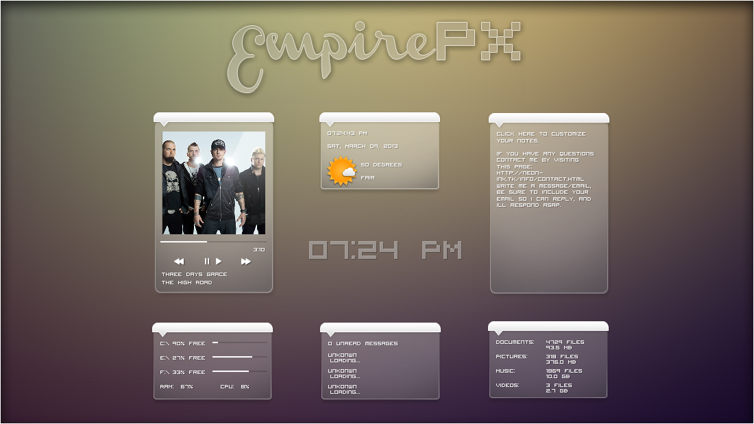 EmpirePX 1.0 Suite. [Rainmeter Skin] by jlynnxx on DeviantArt