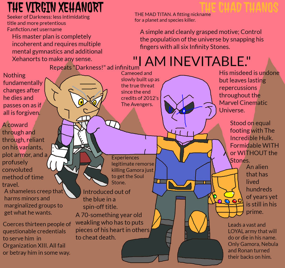Virgin Xehanort vs. Chad Thanos (KH X Marvel) by illcitvirus115 on ... Virgin Xehanort vs. Chad Thanos (KH X Marvel) by illcitvirus115 on ...
