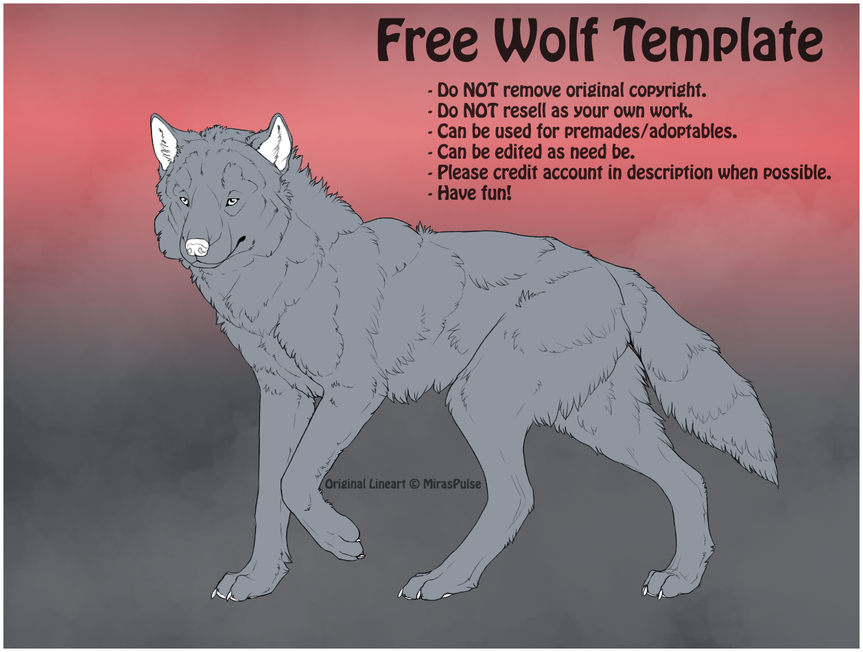 Free: Wolf Template 001 by MirasPulse on DeviantArt