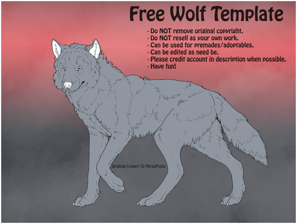 Free: Wolf Template 001 by MirasPulse on DeviantArt