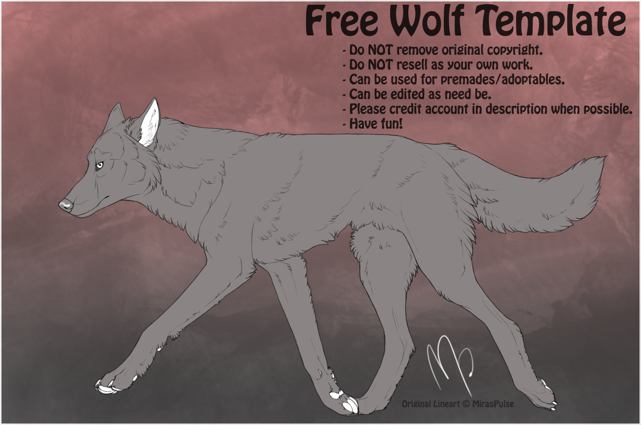 Free: Wolf Template 002 by MirasPulse on DeviantArt