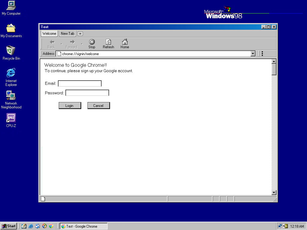 If Google Chrome was made in 1998 by nathanielsotoKikoxp on DeviantArt