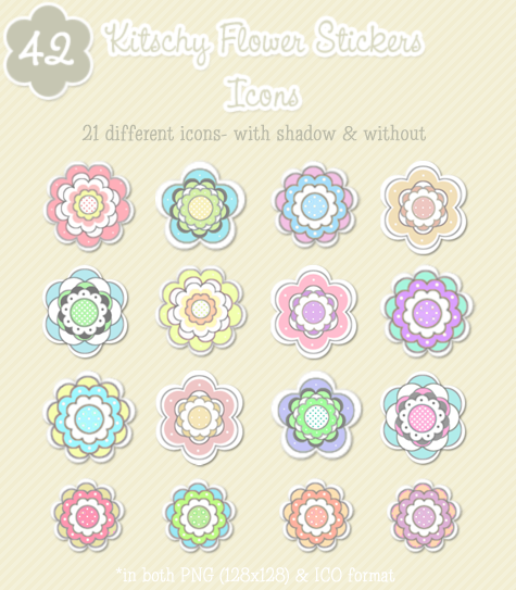 Kitschy Flower Stickers Icons by kittenbella on DeviantArt