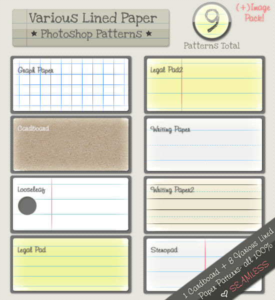 Lined Paper Patterns by kittenbella on DeviantArt