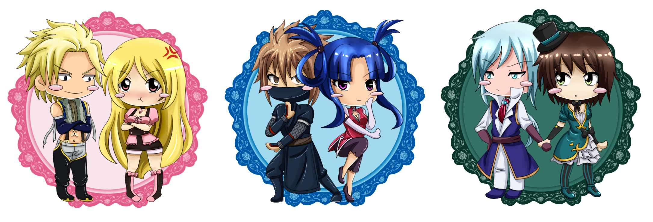 PC: Triple Fairy Tail Chibi Couples. by Jusace on DeviantArt