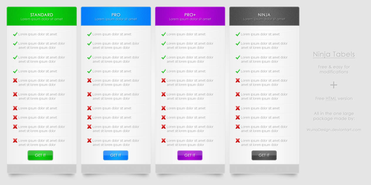 Ninja Tabels + HTML version by WuHaDesign on DeviantArt
