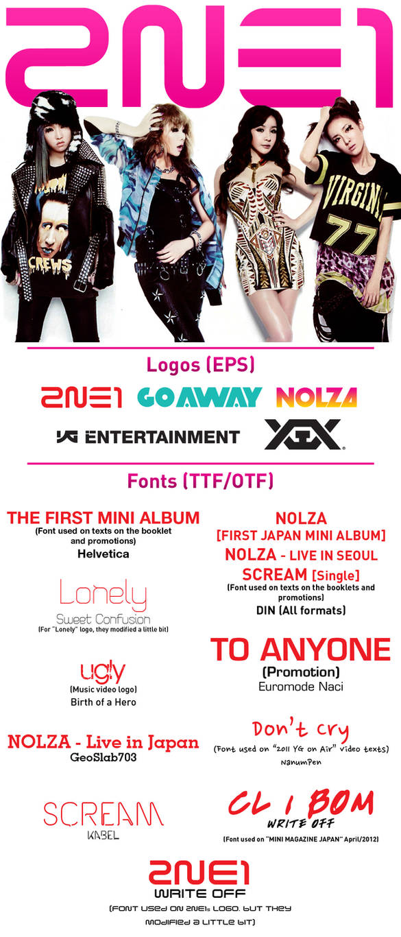 Pack of Logos and Fonts of 2NE1 by capsvini on DeviantArt