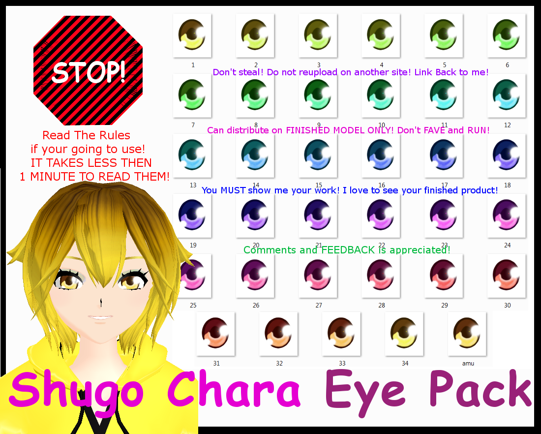 Shugo Chara Eye Pack MMD by Akiiza-sama on DeviantArt
