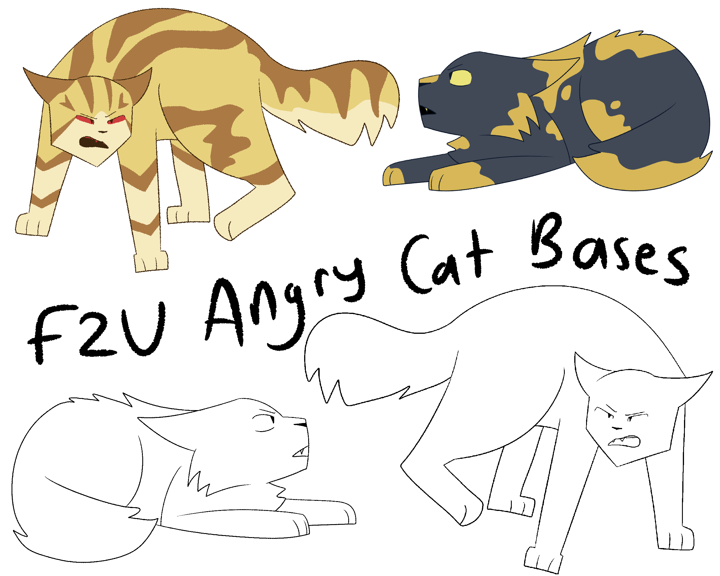 [F2U] Angry Cat Bases by mrnnki on DeviantArt