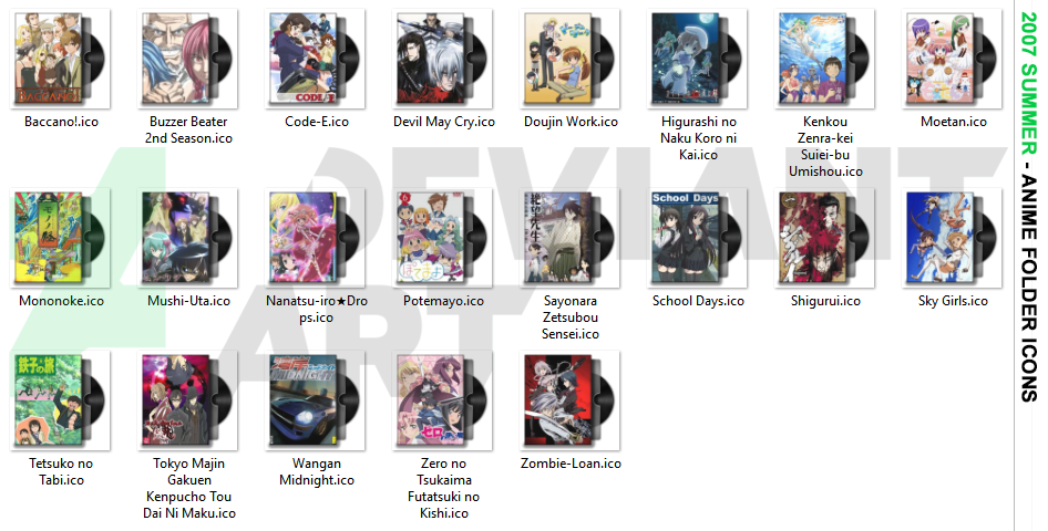 2007 Summer - Anime Folder Icons PACK by mikamikapd on DeviantArt
