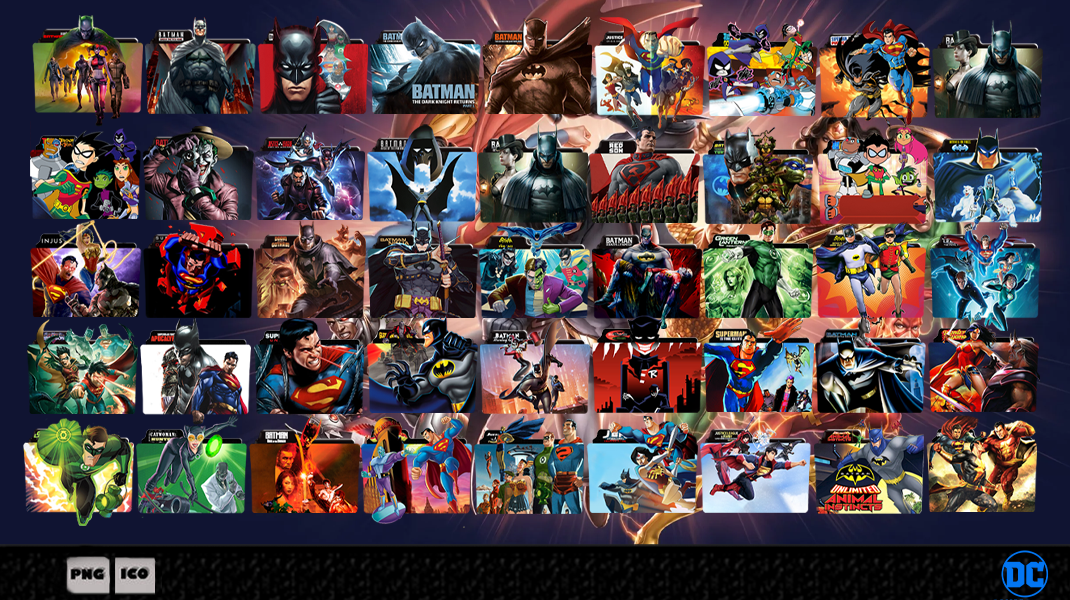 DC Animated Movies Folder Icons Collection by eslam4330 on DeviantArt