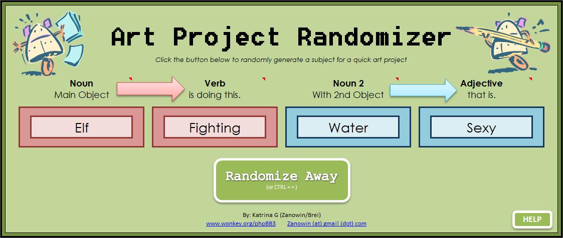 Art Project Randomizer - Excel by Zanowin on DeviantArt