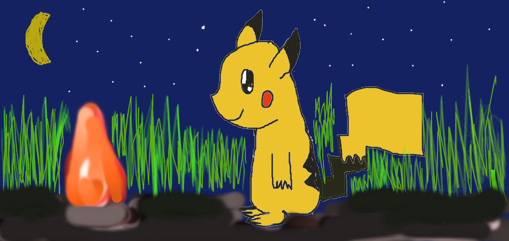 campfire w/ pikachu by Uglyprettyme on DeviantArt
