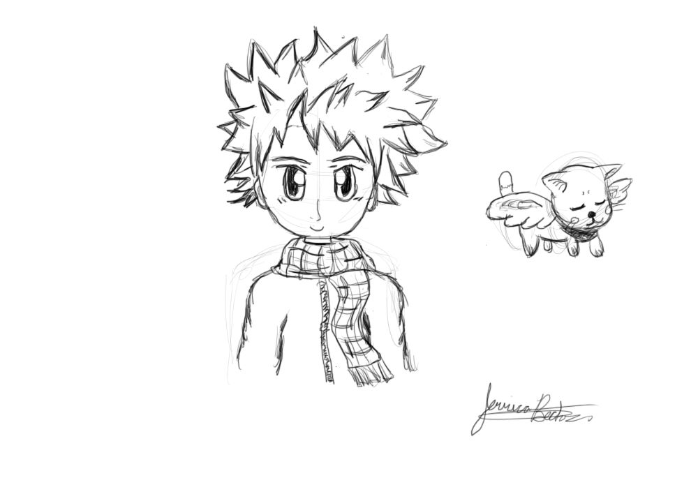 young Natsu with Happy by jerricabecker on DeviantArt