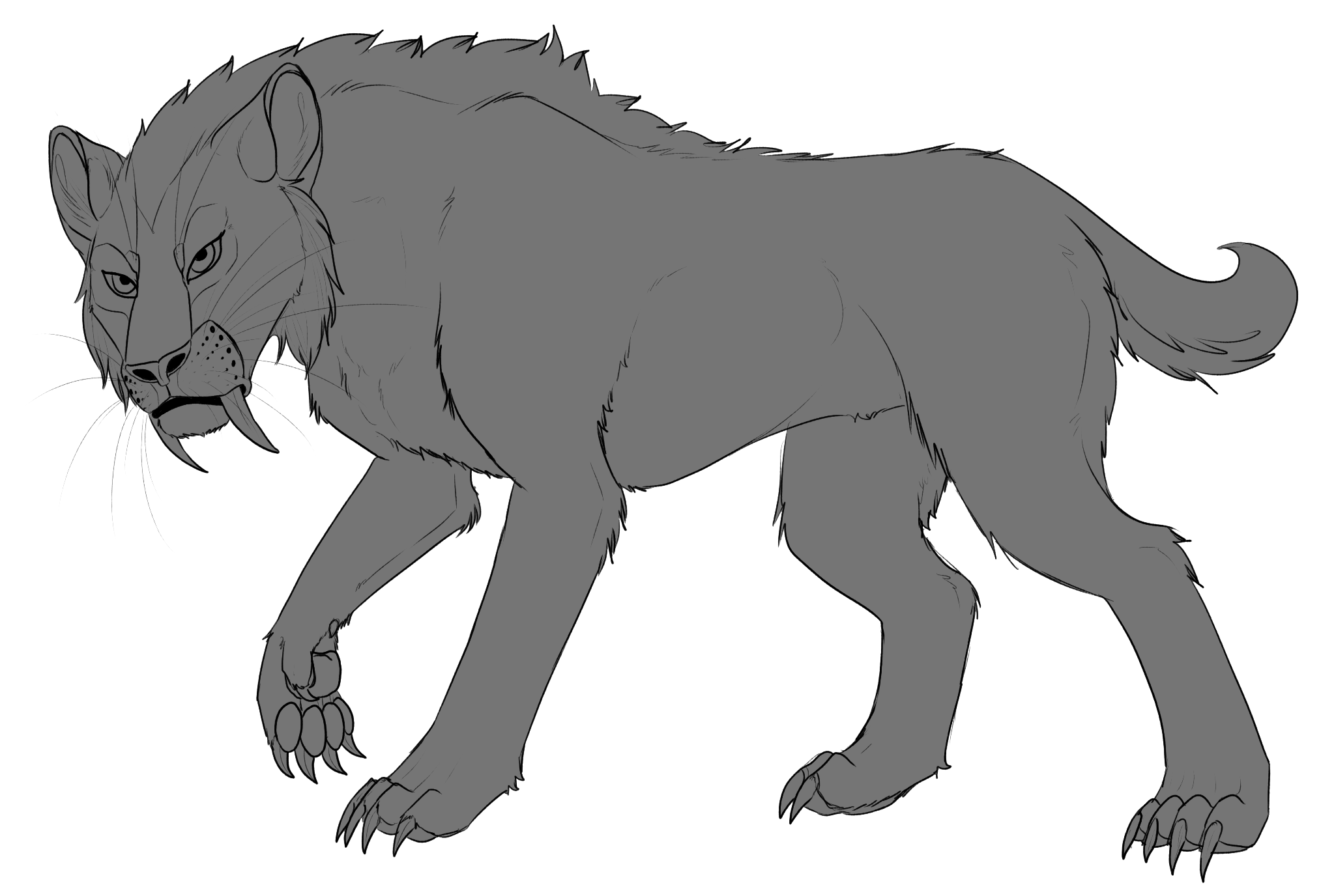 Free Smilodon Line Art by Artha-Demon on DeviantArt