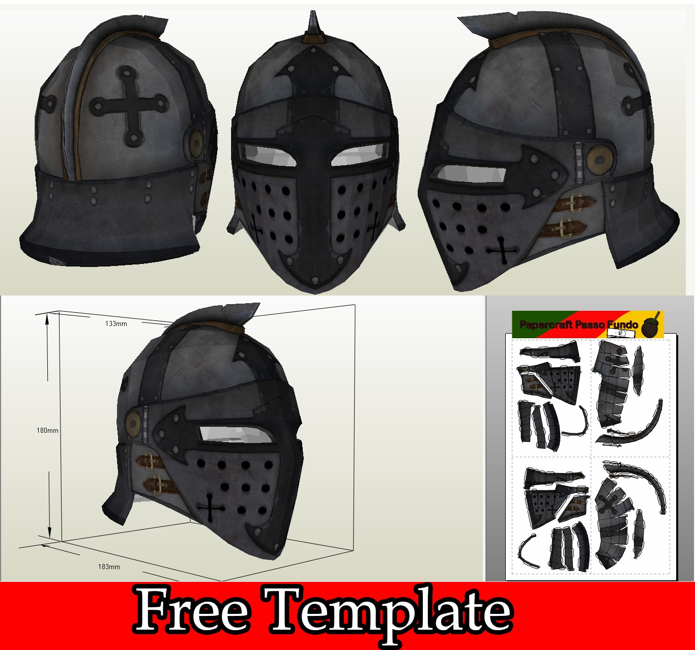 Medieval Knight Helmet Template